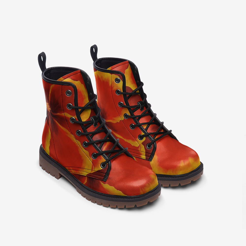 Red Hibiscus Combat Boots – Bloom Designs Studio